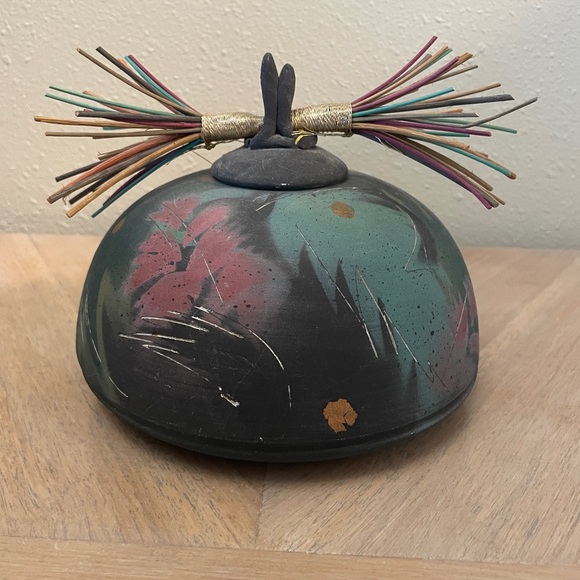 Accents | Vintage Laura Ross Art Handmadepainted Clay Pottery Pot With ...